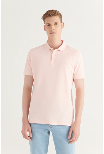 Avva Erkek Pembe Polo Yaka Pano Baskılı T-Shirt A11Y1149