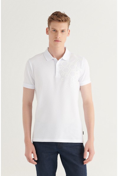 Avva Erkek Beyaz Polo Yaka Pano Baskılı T-Shirt A11Y1149 Avva Erkek Beyaz Polo Yaka Pano Baskılı T-Shirt A11Y1149