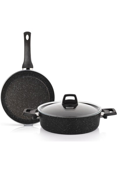 Schafer Dark Storm Basık Tencere -Tava 26 cm 2'li