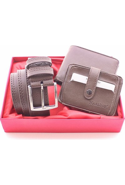Deco Elit Kahverengi Cüzdan Kemer Kartlık Kutusu