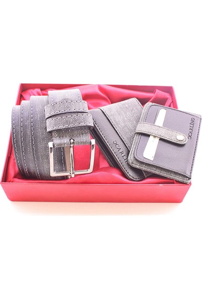 Deco Elit Siyah-Gri Eskitme Cüzdan Kemer Kartlık Kutusu