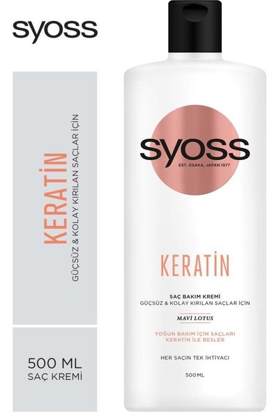 Syoss Keratin Mükemmelliği Saç Kremi 500 Ml Syoss Keratin Mükemmelliği Saç Kremi 500 Ml