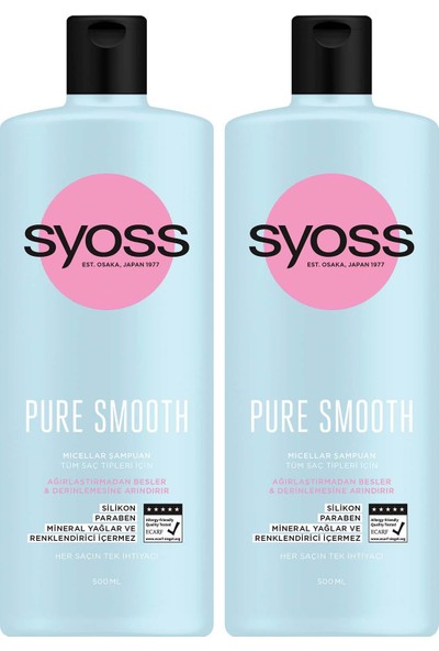 Syoss Pure Smooth Micellar Şampuan 500 ml x 2 Syoss Pure Smooth Micellar Şampuan 500 ml x 2