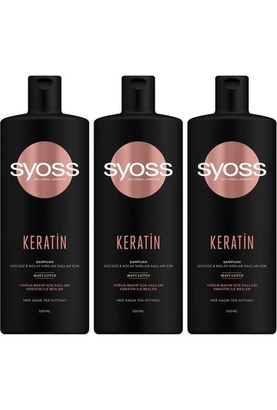 Syoss Keratin Mükemmelliği Şampuan 500 ml x 3 Adet