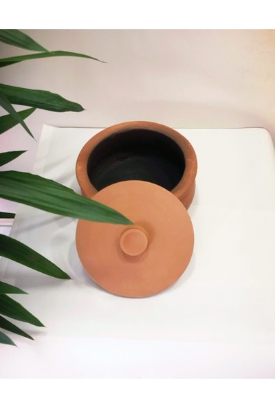 E-Koc Ticaret Toprak Güveç Ateşe Dayanıklı Kapaklı Kara Güveç 4 - 5 Kişilik