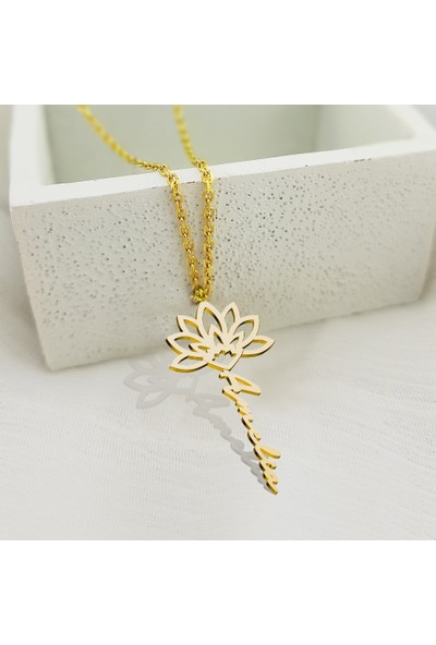 Vaoov 925 Ayar Gümüş Lotus Isim Kolye