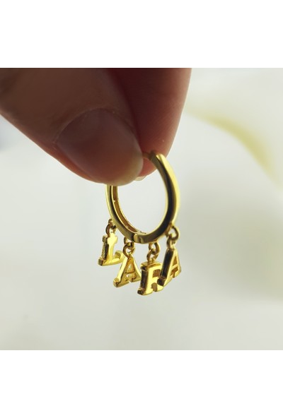 Vaoov 925 Ayar Gümüş Kişiye Özel Isimli Halka Küpe