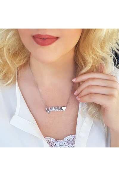 Vaoov 925 Ayar Gümüş Kalp Atışı Isimli Kolye