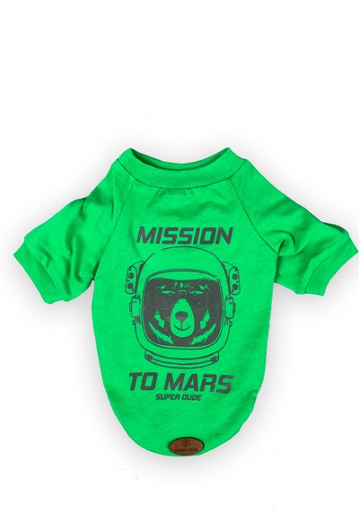 Doggyndog Köpek Küçük Irk Antrasit Astronot Baskı Yeşil Tişört L