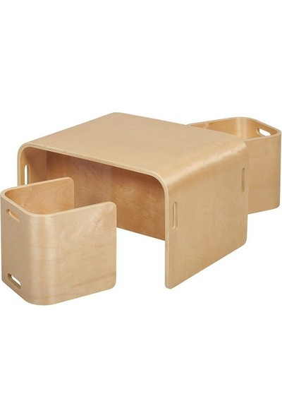 Mubs Çok Fonksiyonlu Ahşap Çocuk Masa ve Sandalye Takımı