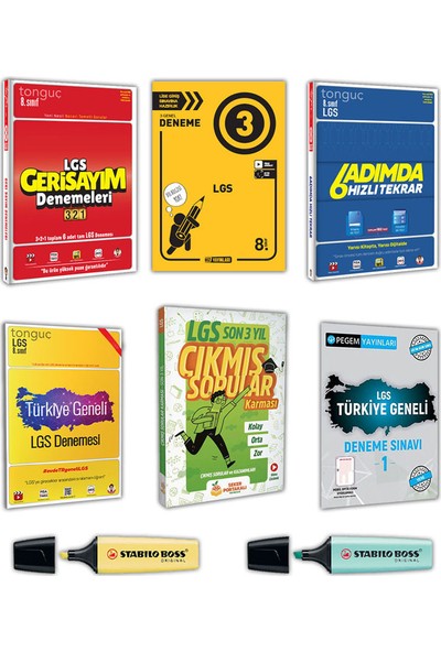 Tonguç LGS Geri Sayım Denemeleri 321 + Tonguç LGS 6 Adımda Hızlı Tekrar + Hız LGS 3'lü Deneme +Şeker Portakalı LGS Çıkmış Sorular + Tonguç & Pegem LGS Türkiye Geneli Deneme 6'lı Set Tonguç LGS Geri Sayım Denemeleri 321 + Tonguç LGS 6 Adımda Hızlı Tekrar + Hız LGS 3'lü Deneme +Şeker Portakalı LGS Çıkmış Sorular + Tonguç & Pegem LGS Türkiye Geneli Deneme 6'lı Set