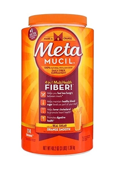 Metamucil Psyllium Fiber Supplement - Orange Smooth Portakal Smotthy 1.36KG
