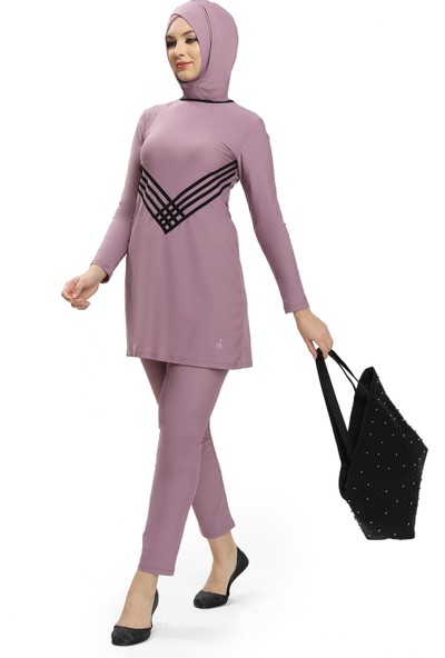 Armes Çizgili Tam Tesettür Mayo