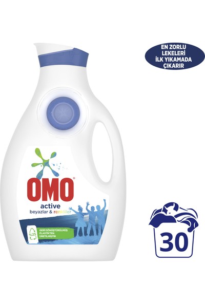 Omo Sıvı Çamaşır Deterjanı Active Beyazlar ve Renkliler İçin En Zorlu Lekeleri İlk Yıkamada Çıkarır 1950 ML 30 Yıkama 1 Adet Omo Sıvı Çamaşır Deterjanı Active Beyazlar ve Renkliler İçin En Zorlu Lekeleri İlk Yıkamada Çıkarır 1950 ML 30 Yıkama 1 Adet