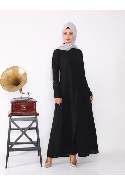 Zeynep Tesettür Pilise Düz Kol Model - Siyah