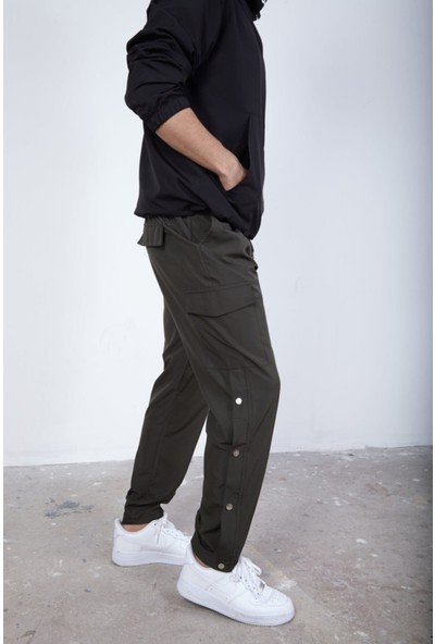 Empty Çıtçıtlı ve 6 Cepli Haki Rengi Erkek Kargo Pantolon