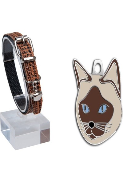 The Passage Çelik Kaplama Siyam Kedisi Künyesi + Tasma Kahverengi The Passage Çelik Kaplama Siyam Kedisi Künyesi + Tasma Kahverengi