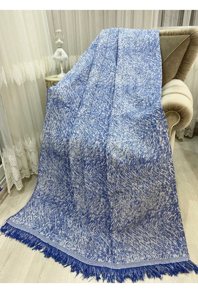 Özlü Home Lüks Pamuklu Koltuk-Çekyat Örtüsü Saks Mavi