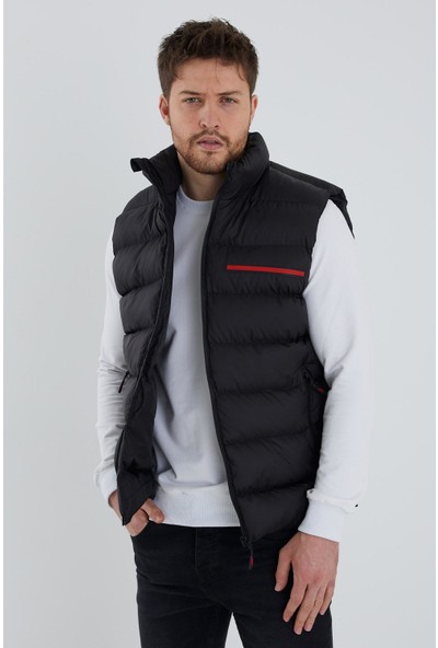 Erkek Slim Fit Şişme Yelek Siyah Erkek Slim Fit Şişme Yelek Siyah