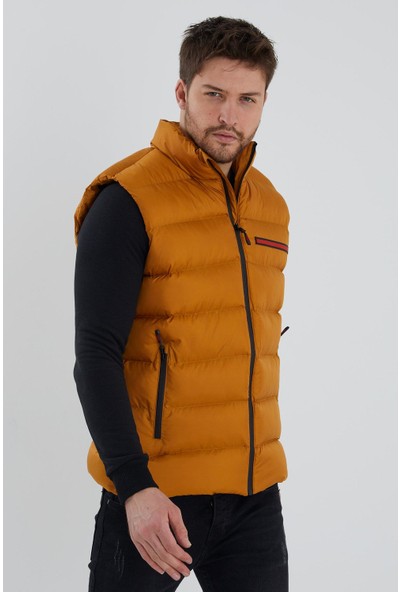 Erkek Slim Fit Şişme Yelek Taba Erkek Slim Fit Şişme Yelek Taba