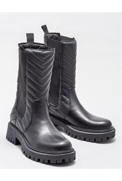 Elle Siyah Kadın Günlük Düz Bot