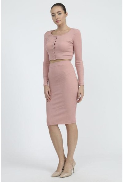 Koza 8422 Kaşkorse Düğme Detaylı Ikili Etek Takım