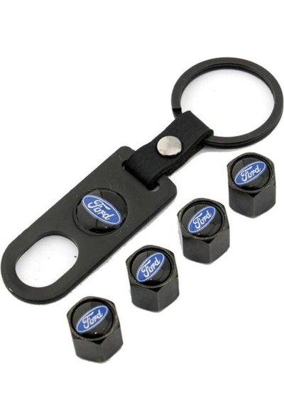 Ford Fiesta 2009-2017 Metal Anahtarlık ve 4 Adet Metal Sibop Kapağı Seti