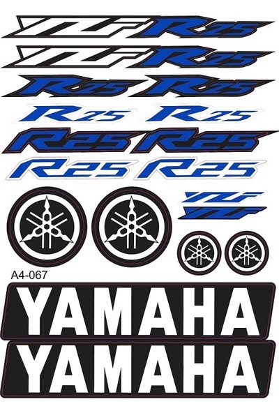 Monero Yamaha Yzf R25 Sticker Yazı Seti Mavi