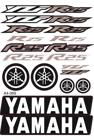 Monero Yamaha Yzf R25 Sticker Yazı Seti Beyaz