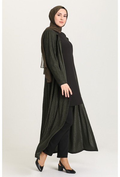 Busse Haki Büyük Beden Düğmeli Pardesü