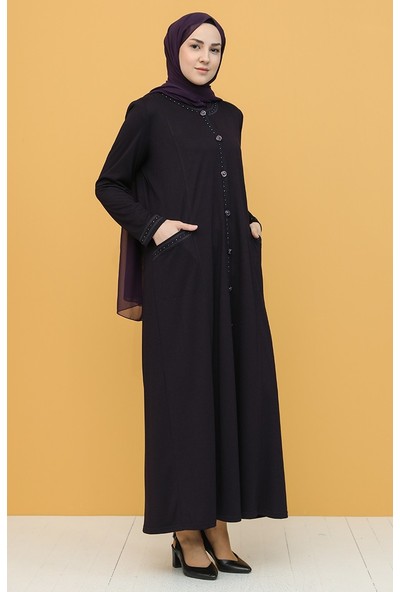 Busse Mürdüm Büyük Beden Taş Baskılı Pardesü