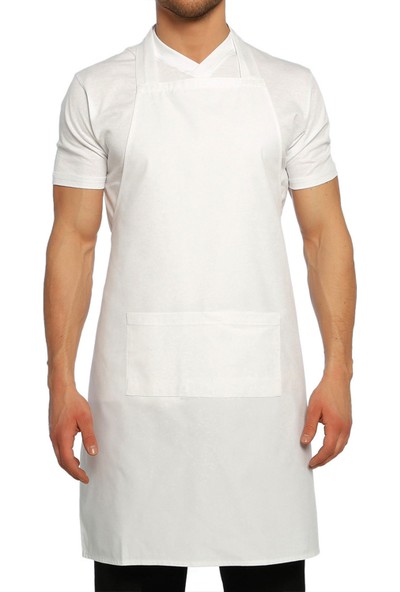 Dr. Mia Aşçı Önlüğü Mutfak Önlüğü Unisex Alpaka Kumaş Cepli Önlük Siyah