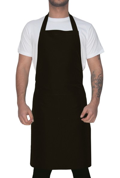 Dr. Mia Mutfak Aşçı Önlüğü Siyah Renk Alpaka Kumaş Cepli Önlük Unisex