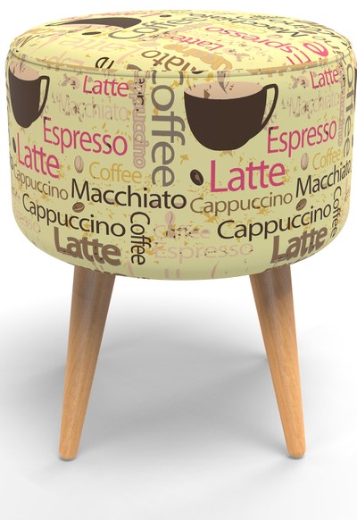 New Old Silindir Puf Masif Iskelet ve Ayaklar Dokuma Kumaş Krem