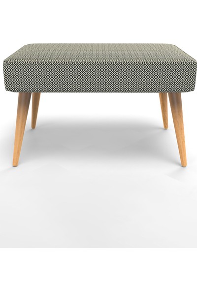 New Old Dikdörtgen Puf Masif Iskelet ve Ayaklar Dokuma Kumaş Krem