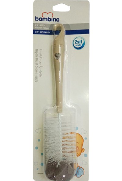 Bambino 2'si 1 Arada Biberon Fırçası T088 - Krem