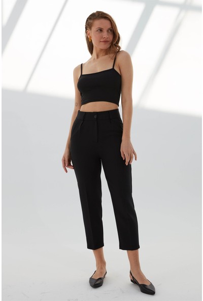 1DEN2YE Kısa Dar Paça Pantolon Siyah
