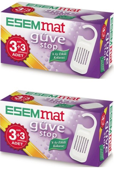 Esemmat Güve Kovucu (3 Askı + 3 Çekmece ) - Kokusuz , 6 Ay Boyunca Etkili X2 Adet