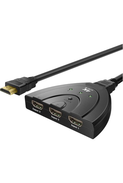 Wozlo 3 Port Kablolu HDMI Switch 4K 2160P Ultra Hd 3 Giriş 1 Çıkış Wozlo 3 Port Kablolu HDMI Switch 4K 2160P Ultra Hd 3 Giriş 1 Çıkış