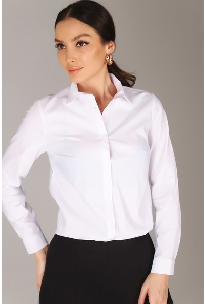 Sweetness Kadın Beyaz Likralı Gömlek Sweetness Kadın Beyaz Likralı Gömlek