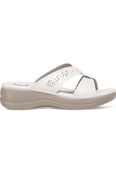 Inci Dospalos 1fx Beyaz Kadın Kalın Tabanlı Terlik