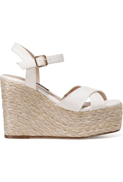Nine West Wıema 1fx Beyaz Kadın Dolgu Topuklu Sandalet