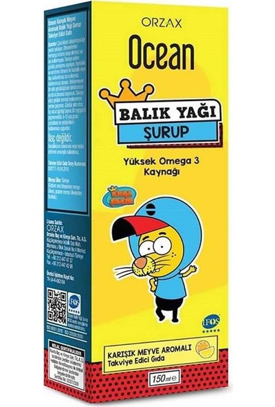 Orzax Ocean Omega 3 Şurup ( Karışık Meyve ) 150 ml Orzax Ocean Omega 3 Şurup ( Karışık Meyve ) 150 ml