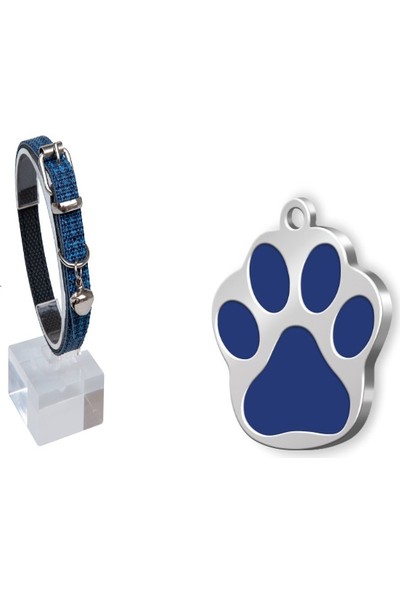 The Passage Lacivert Desenli Deri Kedi Köpek Boyun Tasması 30 Cm+Mineli Seri Pati Küçük Künye Mavi The Passage Lacivert Desenli Deri Kedi Köpek Boyun Tasması 30 Cm+Mineli Seri Pati Küçük Künye Mavi