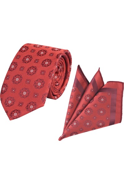 Esgue Desenli Kravat & Mendil Seti