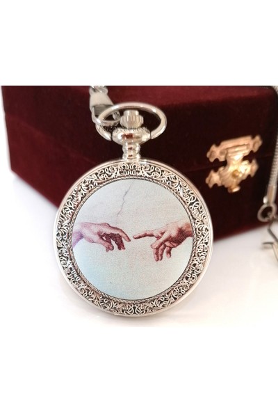 Denacci Michelangelo Kapaklı Kişiye Özel Krom Köstekli Saat Cep Saati Özel Kutusunda Denacci Michelangelo Kapaklı Kişiye Özel Krom Köstekli Saat Cep Saati Özel Kutusunda