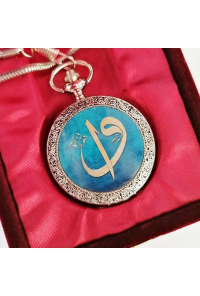 Denacci Elif Vav Kapaklı Kişiye Özel Krom Köstekli Saat Cep Saati Özel Kutusunda 607C Denacci Elif Vav Kapaklı Kişiye Özel Krom Köstekli Saat Cep Saati Özel Kutusunda 607C