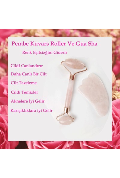Osmanlı Doğal Taş Pembe Kuvars Masaj Taşı Roller ve Guasha Set Osmanlı Doğal Taş Pembe Kuvars Masaj Taşı Roller ve Guasha Set