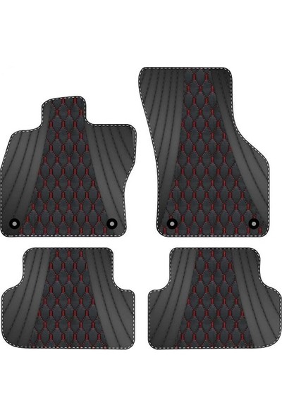 Tegin Citroen Saxo 1996-2004 Uyumlu Kırmızı Dikiş Siyah Deri Desen Paspas