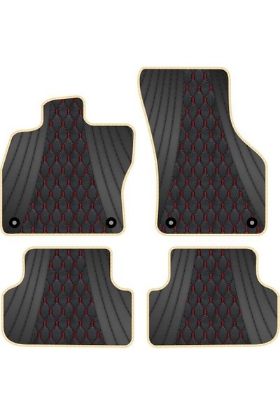 Tegin Opel Corsa C 2000-2006 Kırmızı Dikiş Siyah Deri Desen Bej Kenar Paspas Tegin Opel Corsa C 2000-2006 Kırmızı Dikiş Siyah Deri Desen Bej Kenar Paspas